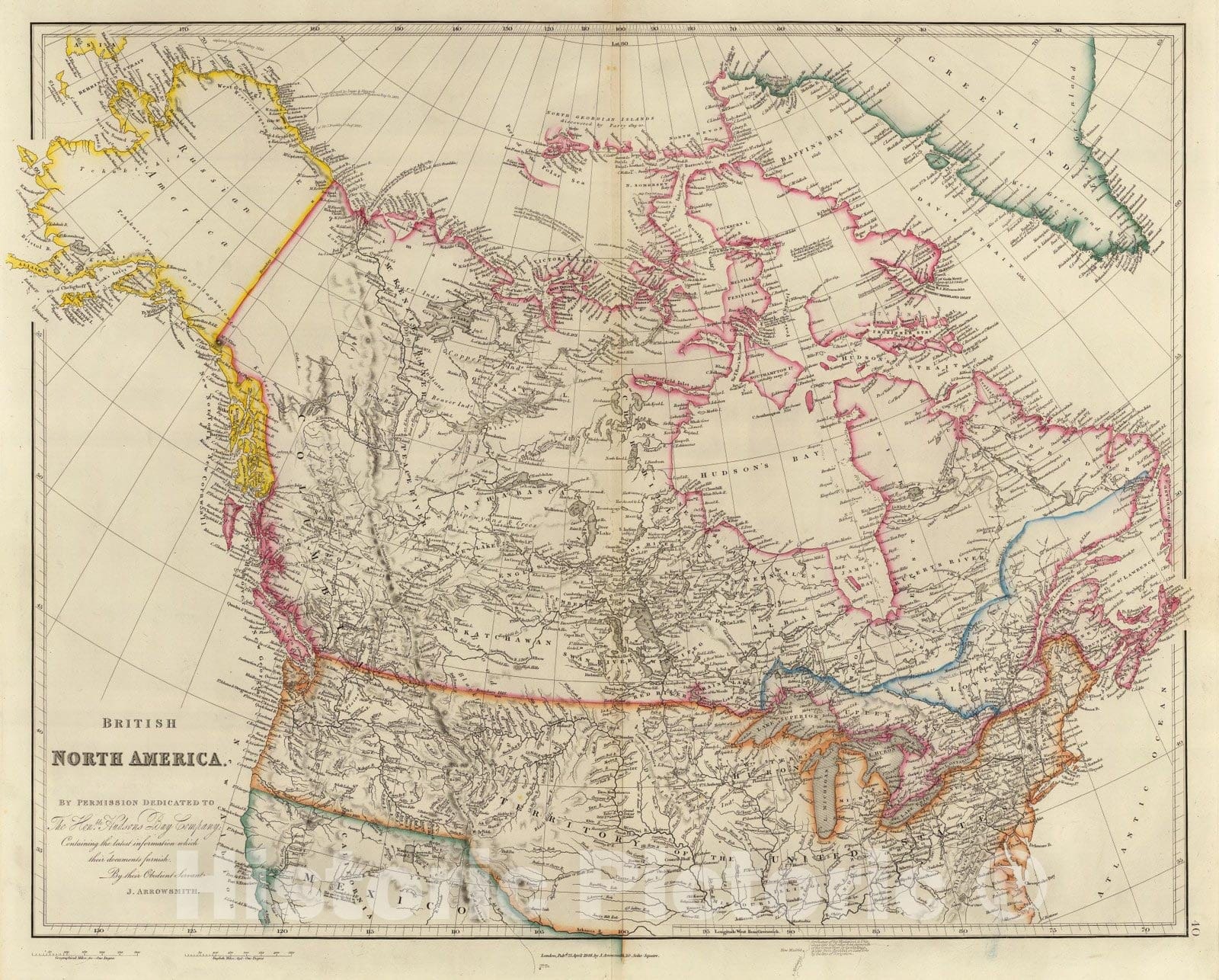Historic Wall Map : British North America. 1846 - Vintage Wall Art ...