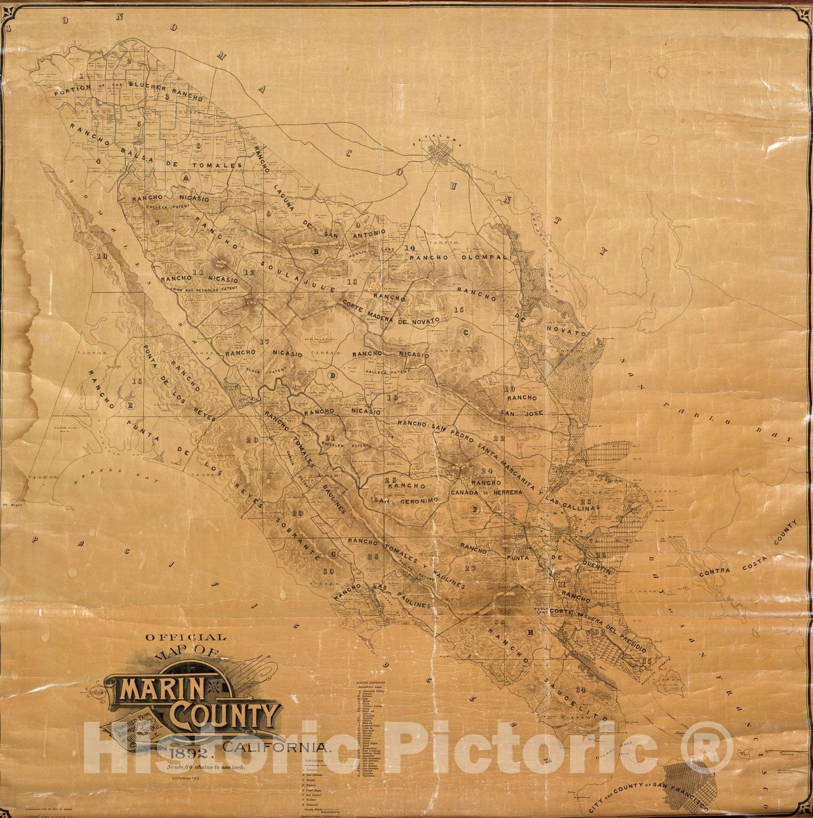 Historic Map : Official Map of Marin County, California, 1892 - Vintag ...