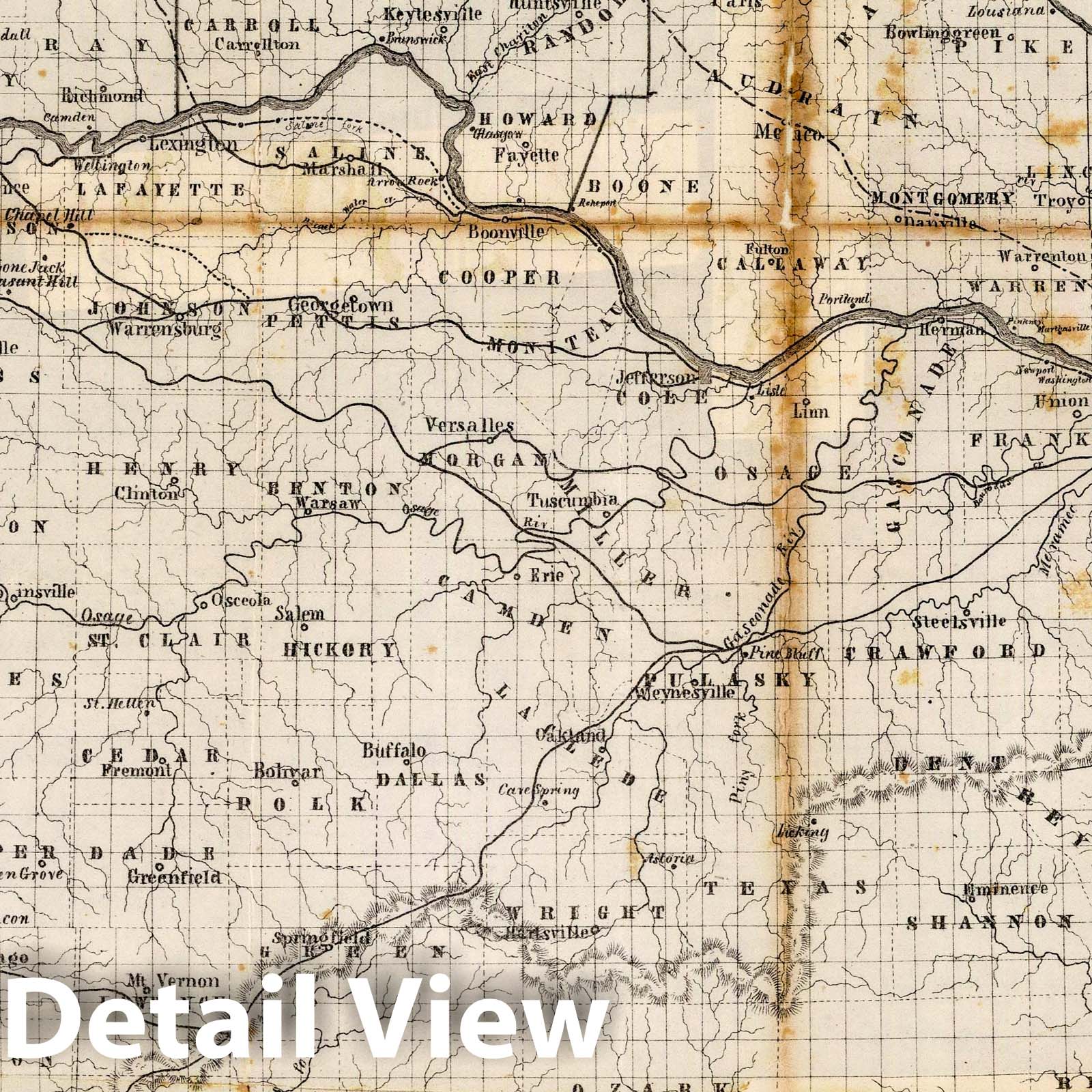 Historic Wall Map : Map of The State of Missouri, 1852 - Vintage Wall ...