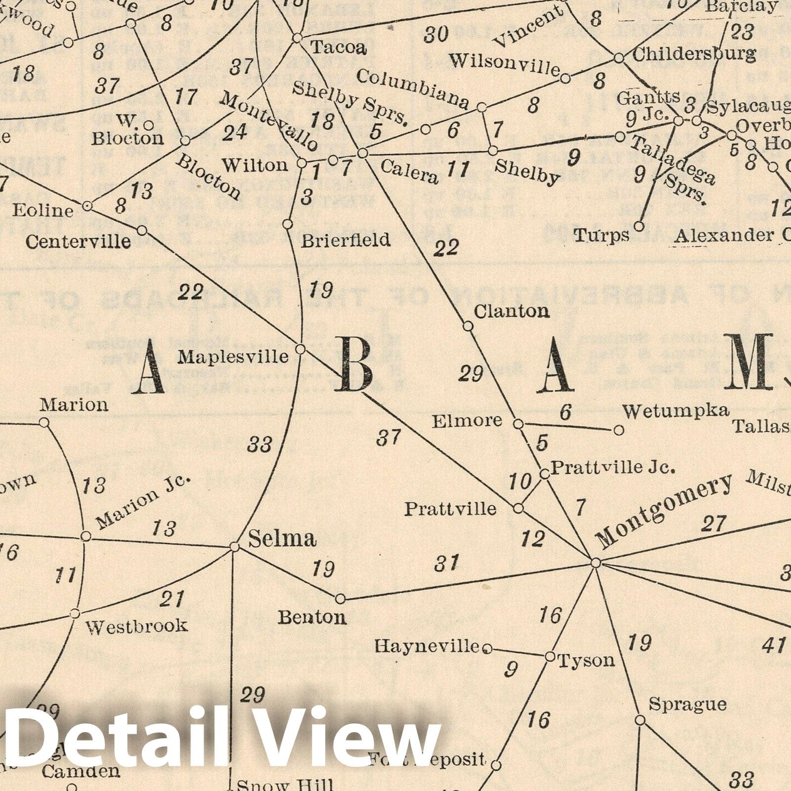 Historic Map : Railway Distance Map of the State of Alabama, 1934 - Vi ...