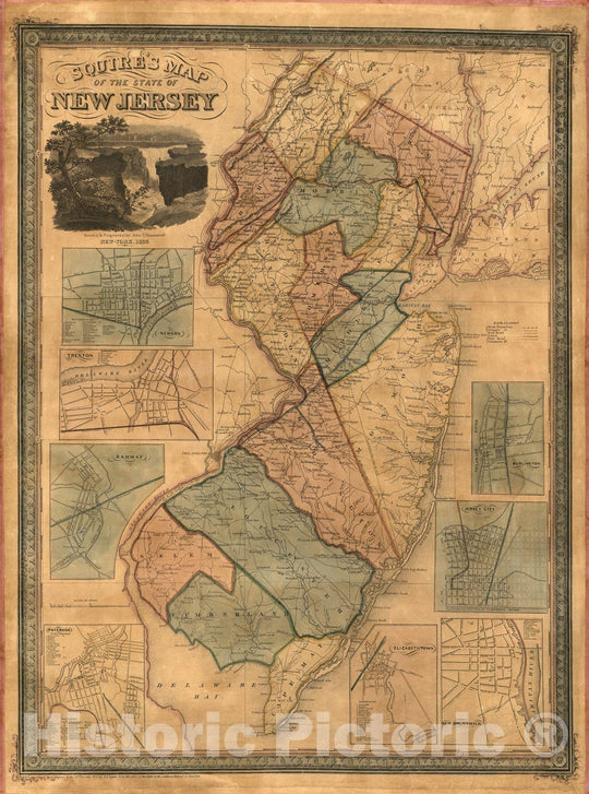 Historic Map - Map of the State of New Jersey, 1836, - Vintage Wall Ar ...