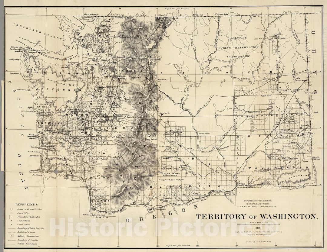 Historic Map : Territory of Washington, 1876 1876 - Vintage Wall Art ...