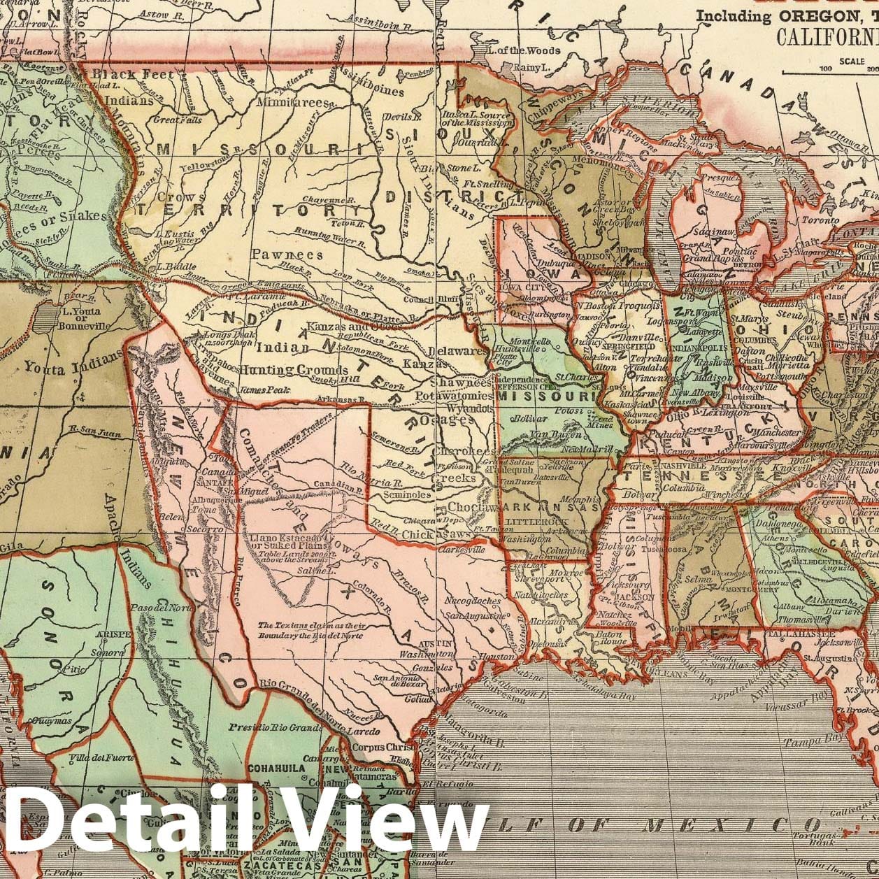 Historic Map - Map of The United States And Mexico, 1848, - Vintage Wa ...