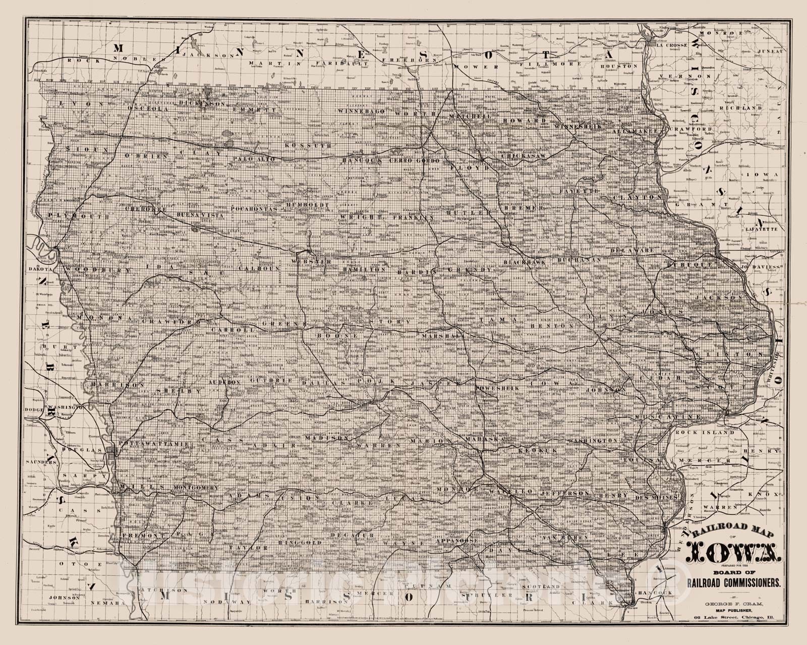 Historic Map : Railroad Map of Iowa, 1881 - Vintage Wall Art – Historic ...