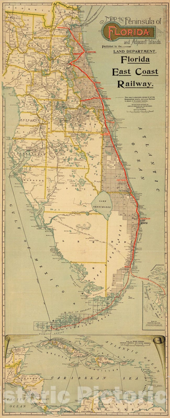 Historic Map - Map of the Peninsula of Florida and Adjacent Islands, 1 ...