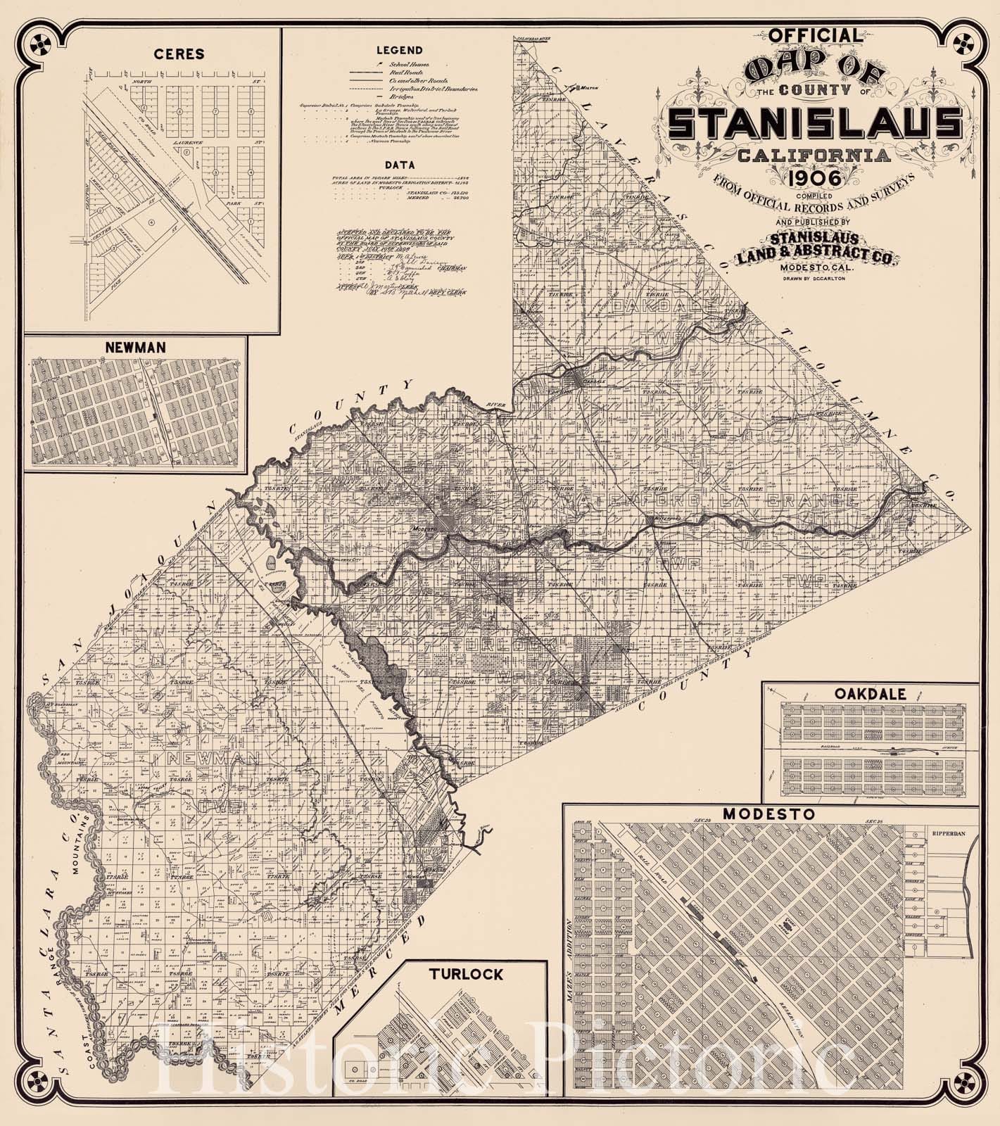 Historic Map : Map of The County of Stanislaus, California, 1906 - Vin ...