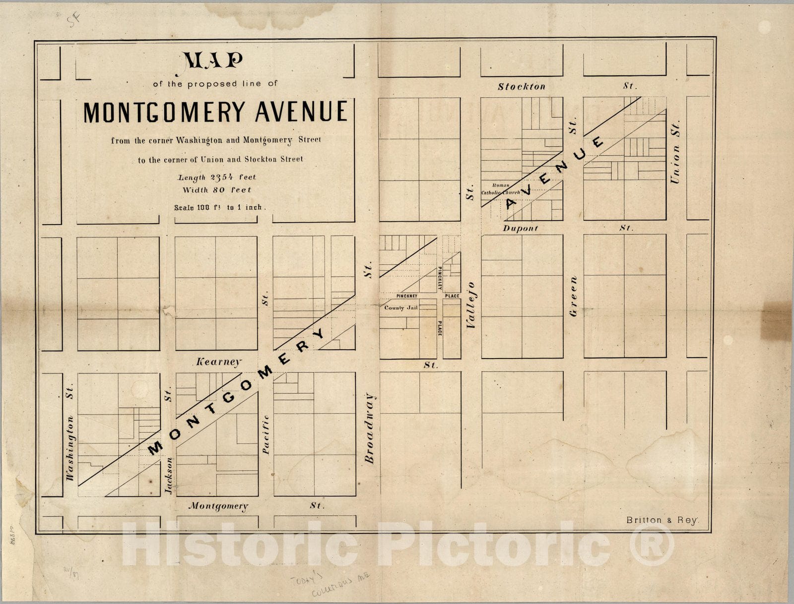 Historic Map : Map of the proposed line of Montgomery Avenue, 1872 - V ...