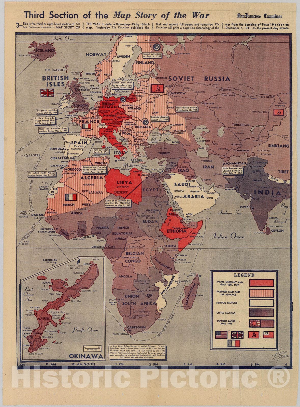 Historic Map : Third Section Map Story of the War, 1945, 1945 - Vintag ...