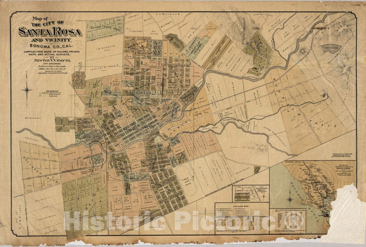 Historic Map : Map of The City of Santa Rosa And Vicinity, 1896 - Vint ...
