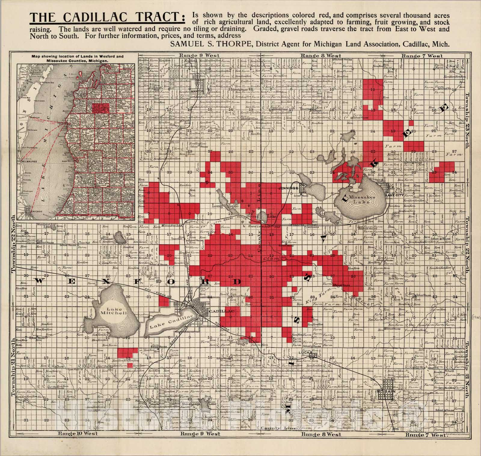 Historic Map : The Cadillac Tract 1900 - Vintage Wall Art – Historic ...