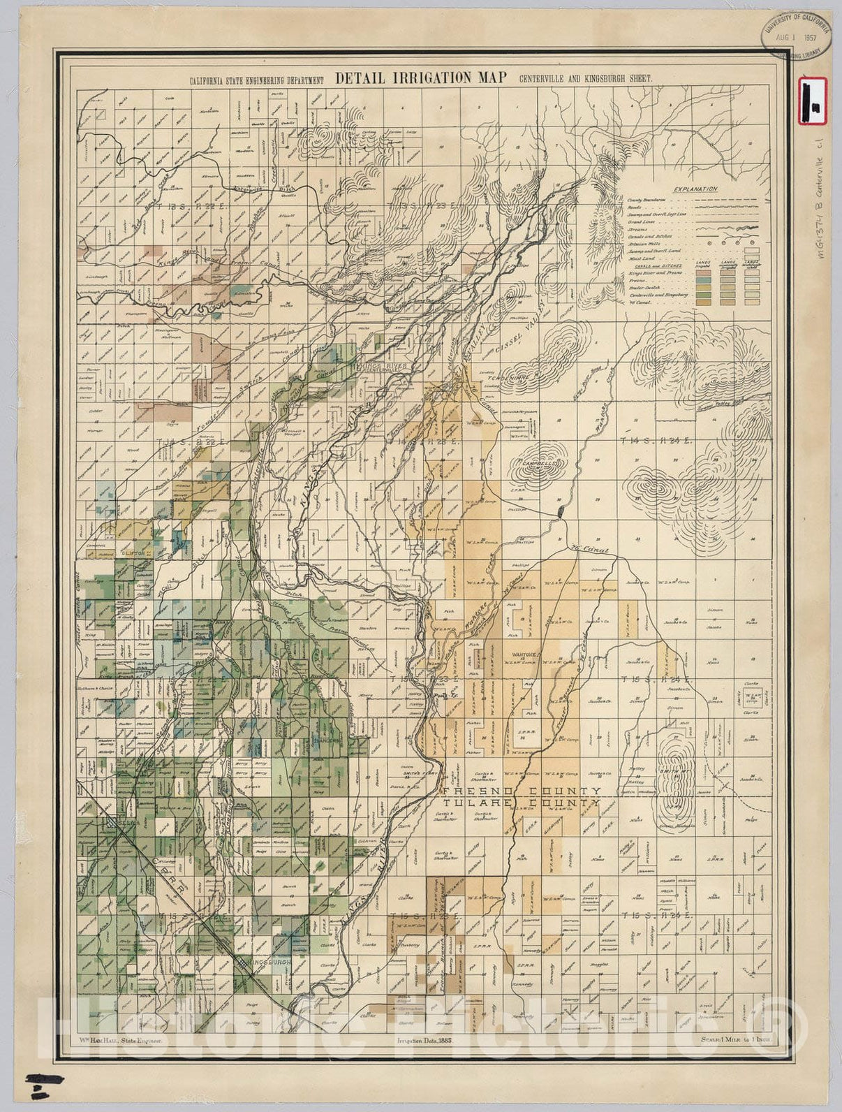Historic Wall Map : Centerville and Kingsburgh Sheet. Detail Irrigatio ...