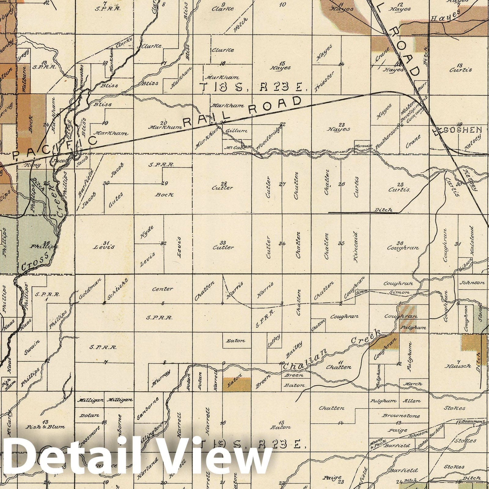 Historic Map : Traver and Tulare Sheet. Detail Irrigation Map, 1885 ...
