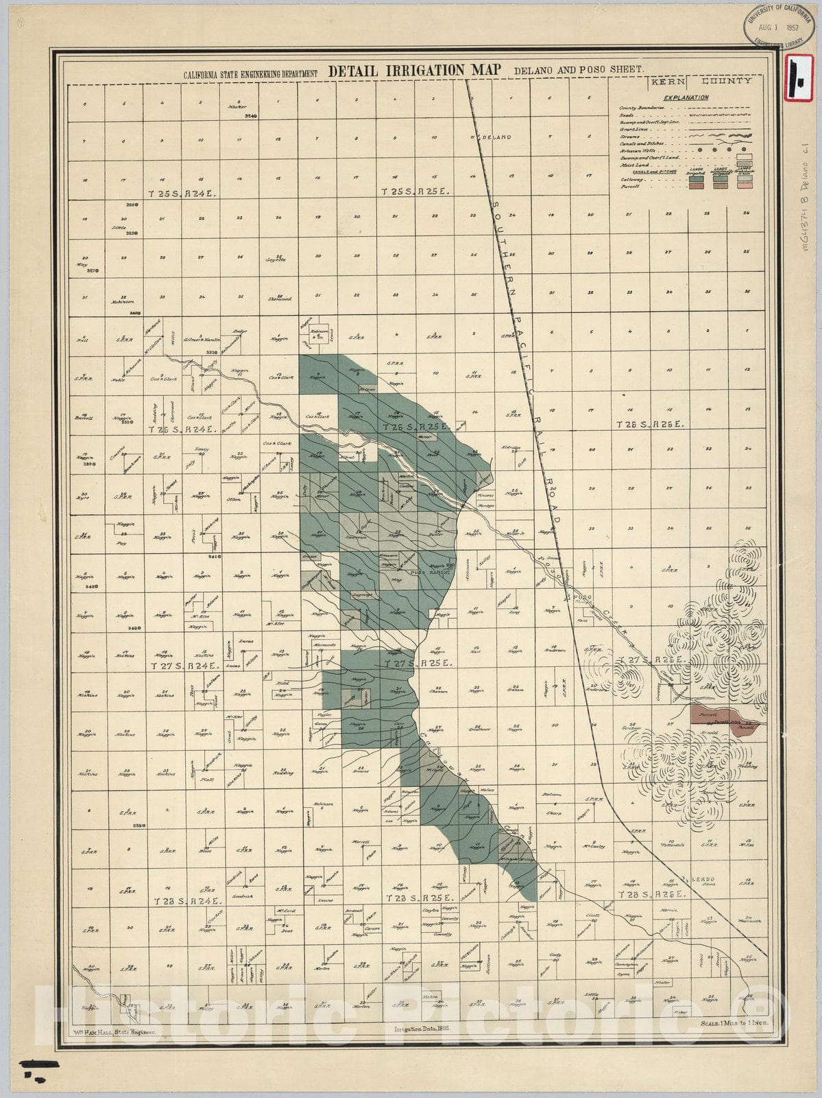 Historic Map : Delano and Poso Sheet. Detail Irrigation Map, 1885 - Vi ...