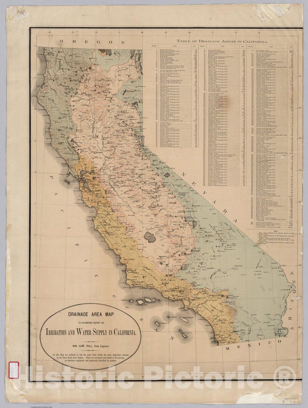 Historic Map : California Drainage Areas 1888 - Vintage Wall Art ...