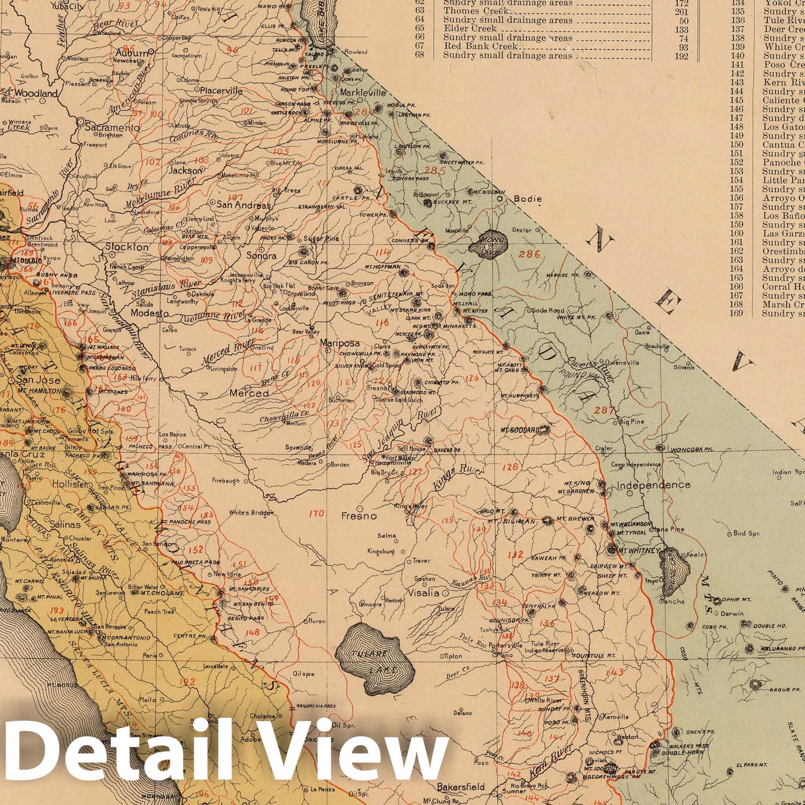 Historic Map : California Drainage Areas 1888 - Vintage Wall Art ...