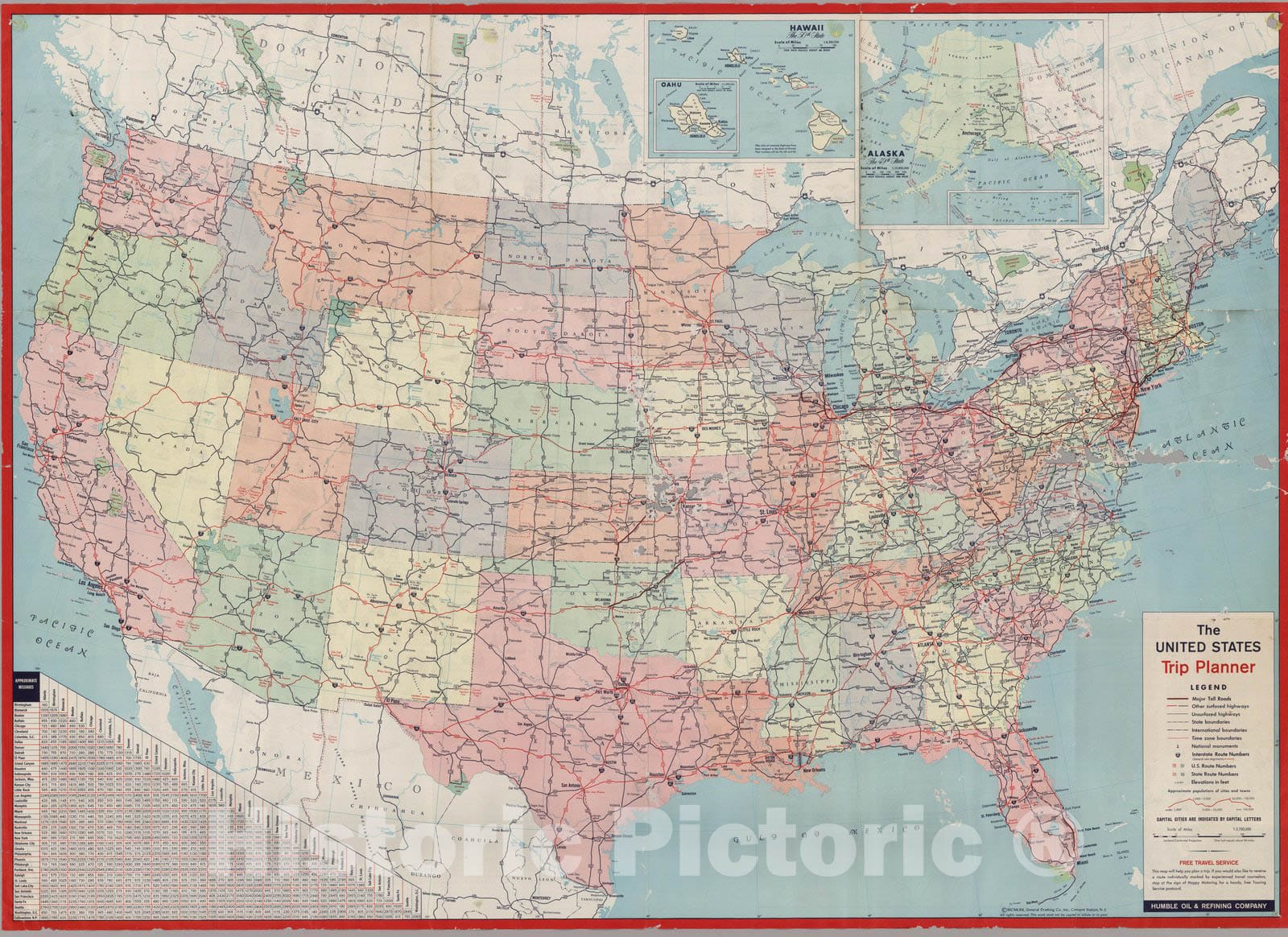 Historic Wall Map : Pocket Map, The United States Trip Planner 1962 ...