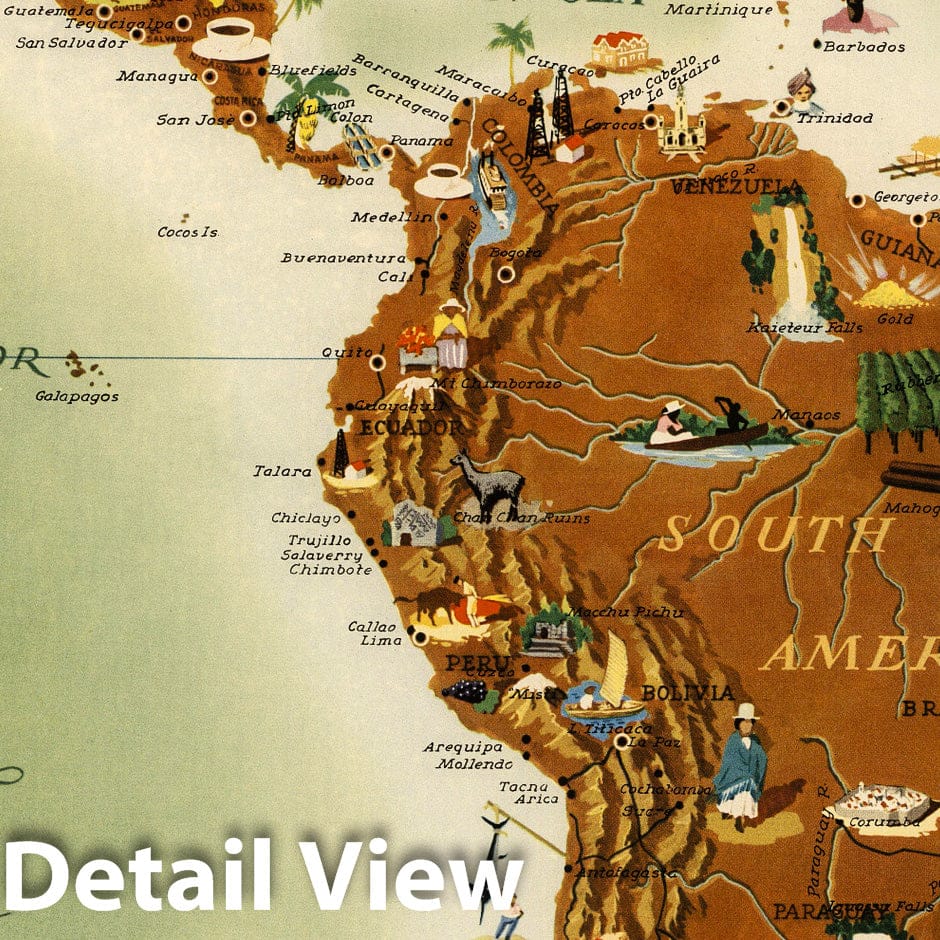 Historic Map : The Americas Served by American Republic Lines 1948 - V ...