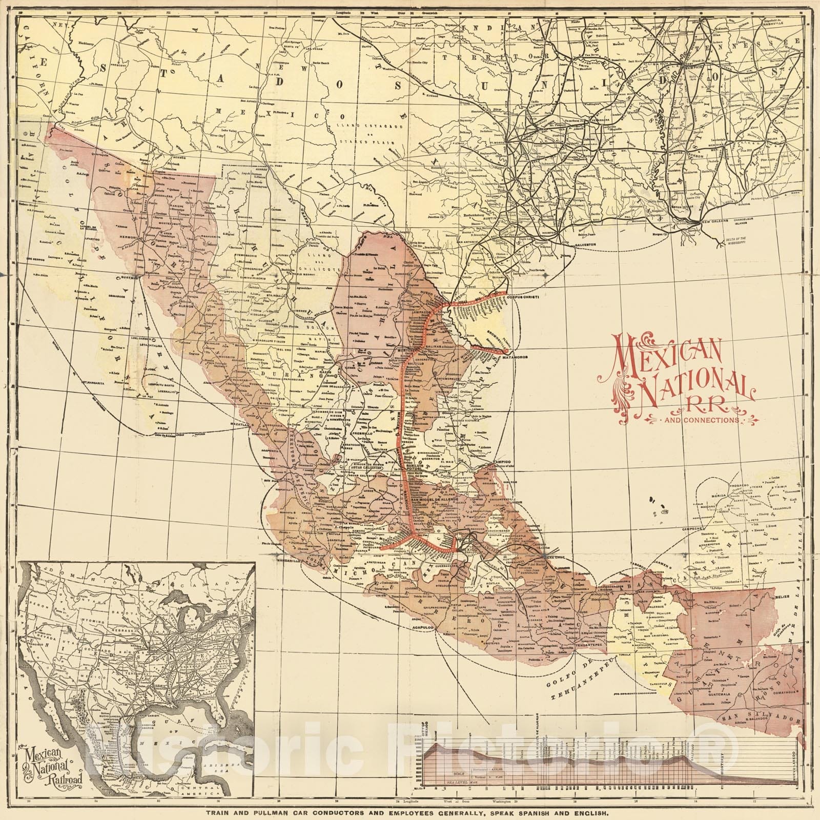 Historic Map : Mexico National R.R. Loredo Route Short Line to City of ...
