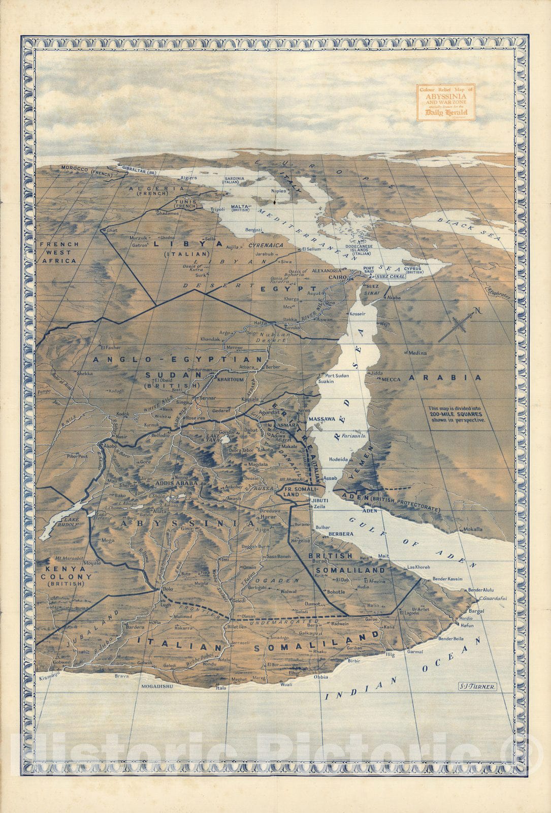 Historic Map : Color Relief Map of Abyssinia and War Zone, 1938 - Vint ...