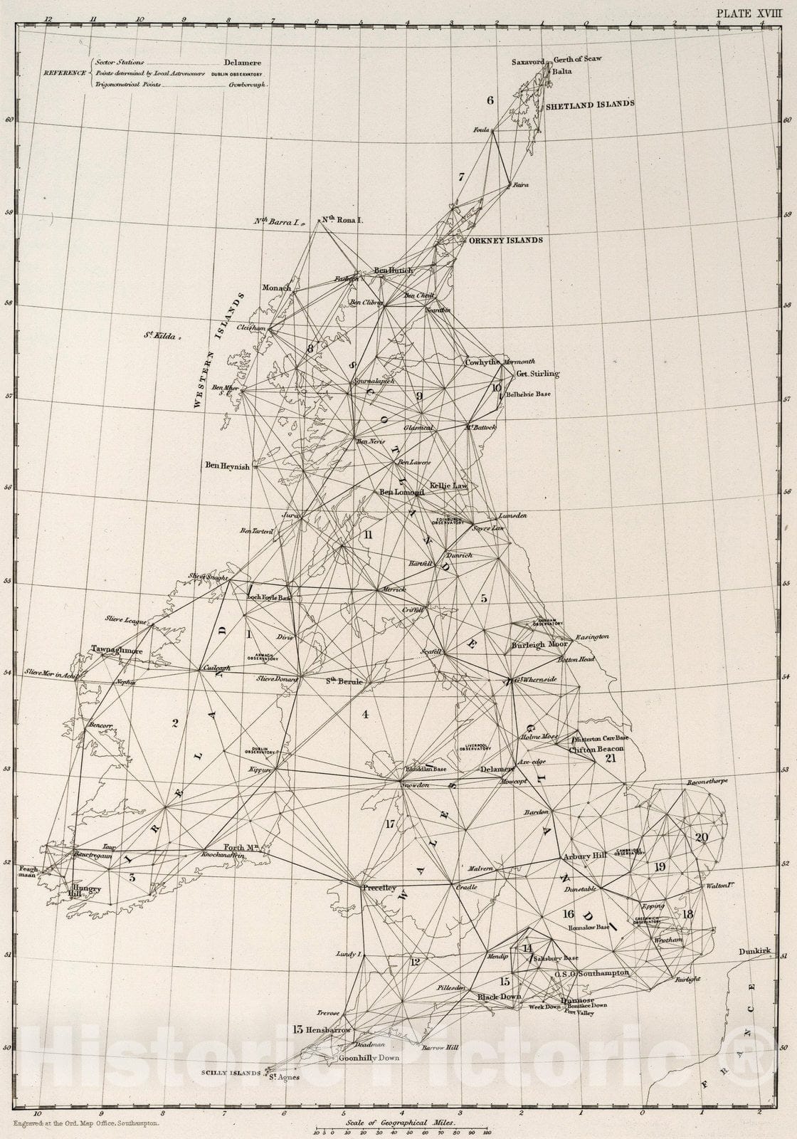 Historic Map : Survey Book, Plate XVIII: General diagram of the triang ...
