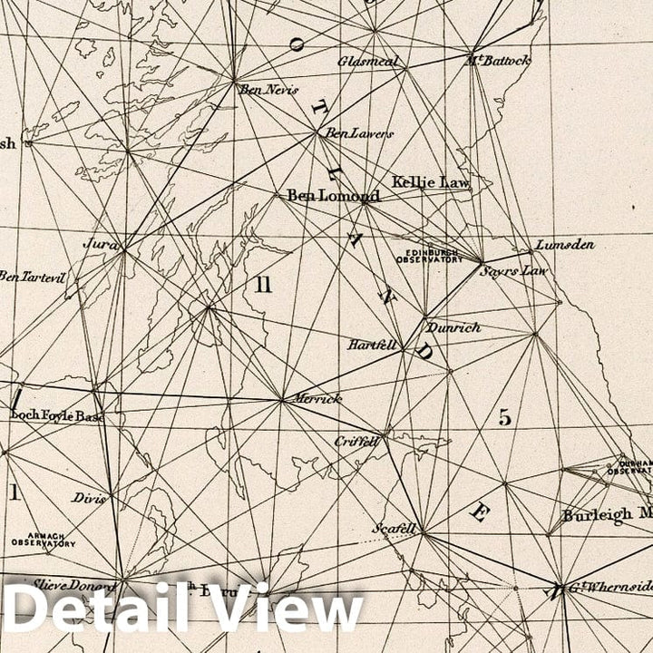 Historic Map : Survey Book, Plate XVIII: General diagram of the triang ...