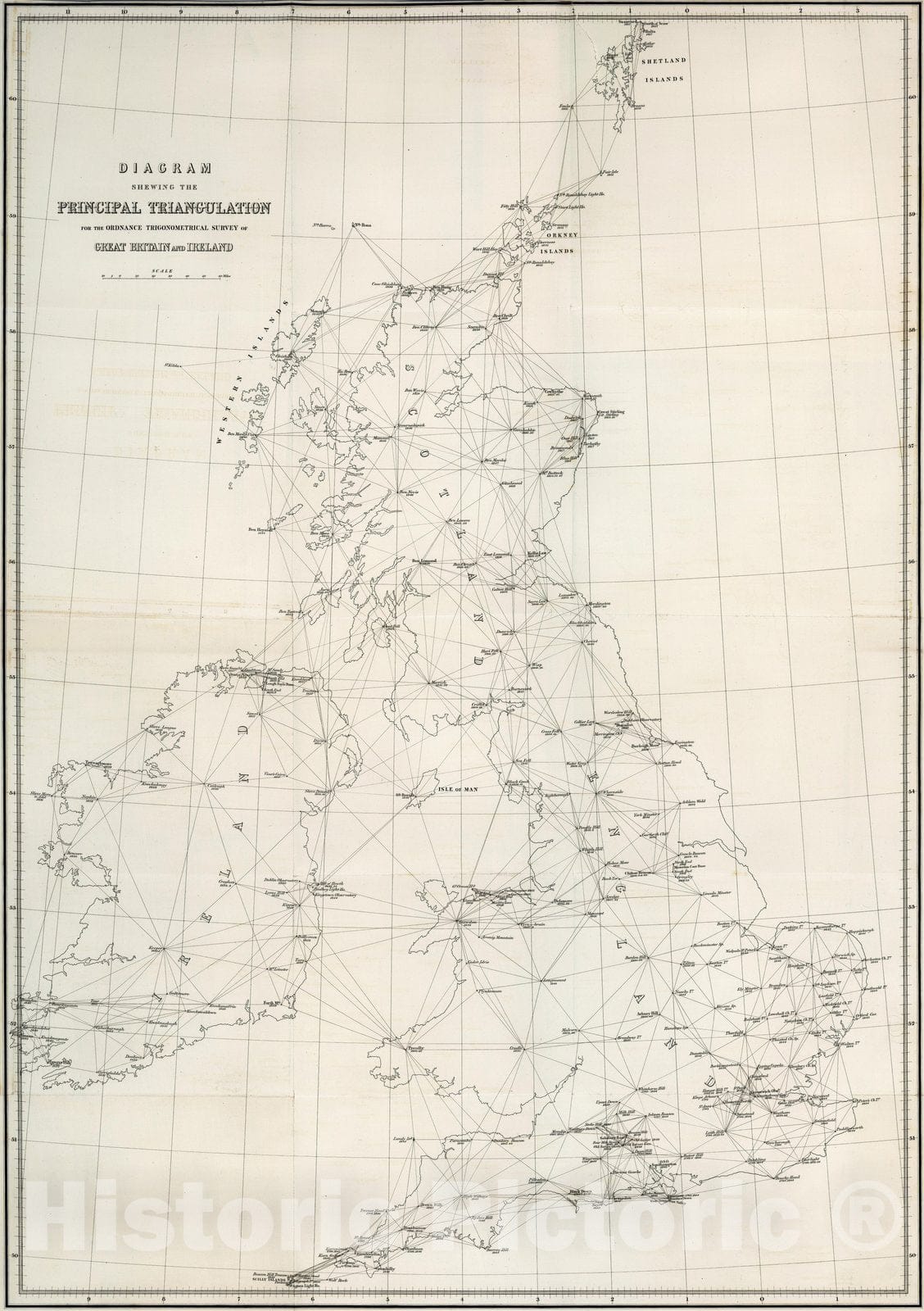 Historic Map : Survey Book, Diagram showing the principal triangulatio ...