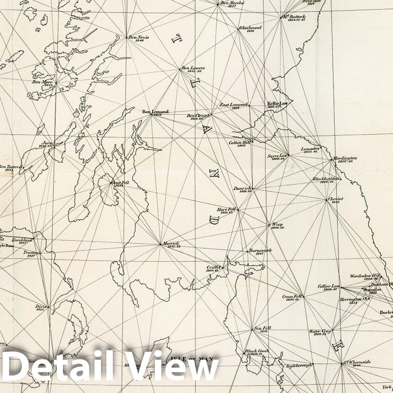 Historic Map : Survey Book, Diagram showing the principal triangulatio ...