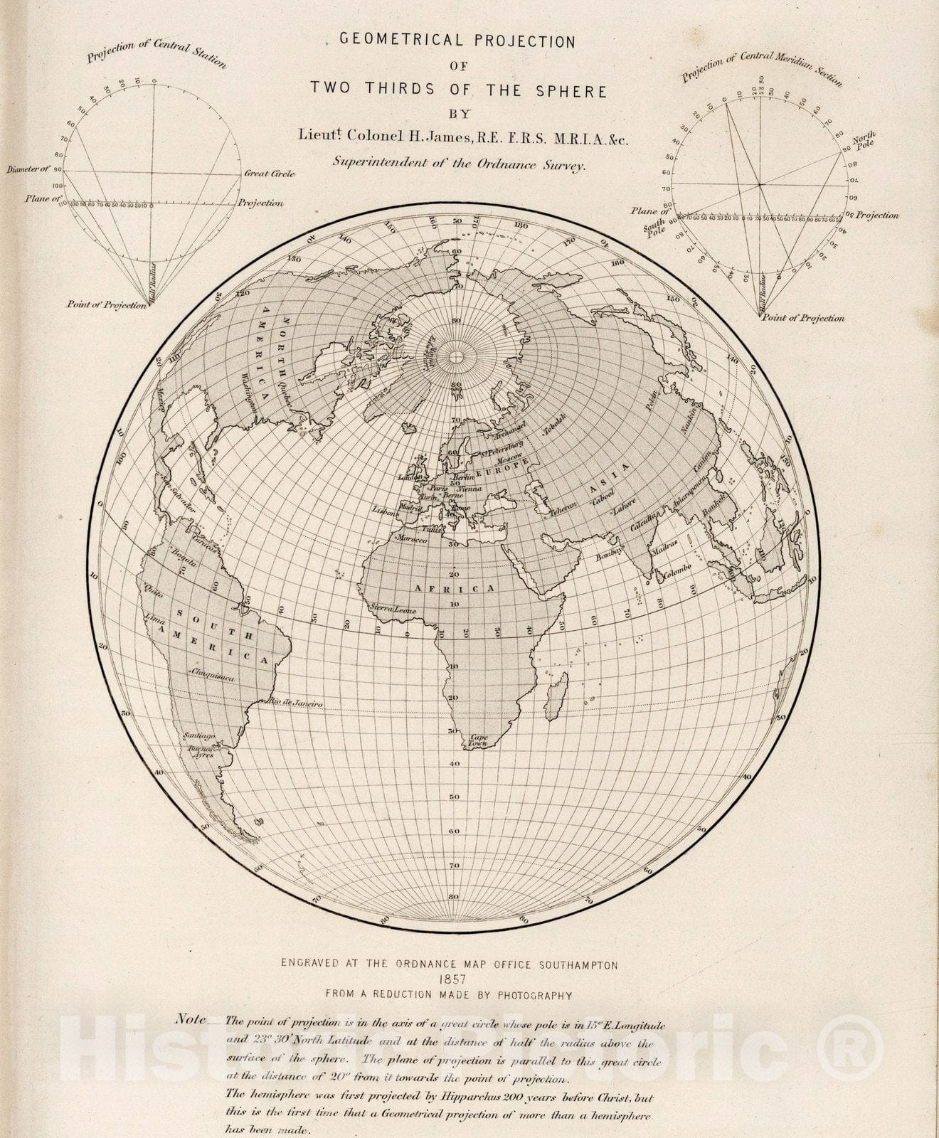 Historic Map : Survey Book, Geometrical projection of two third of the ...
