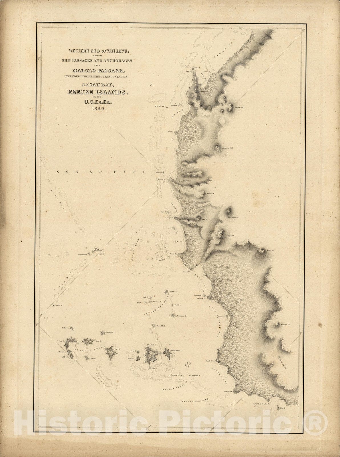 Historic Map : Western End of Viti Levu, with the Ship Passages and An ...