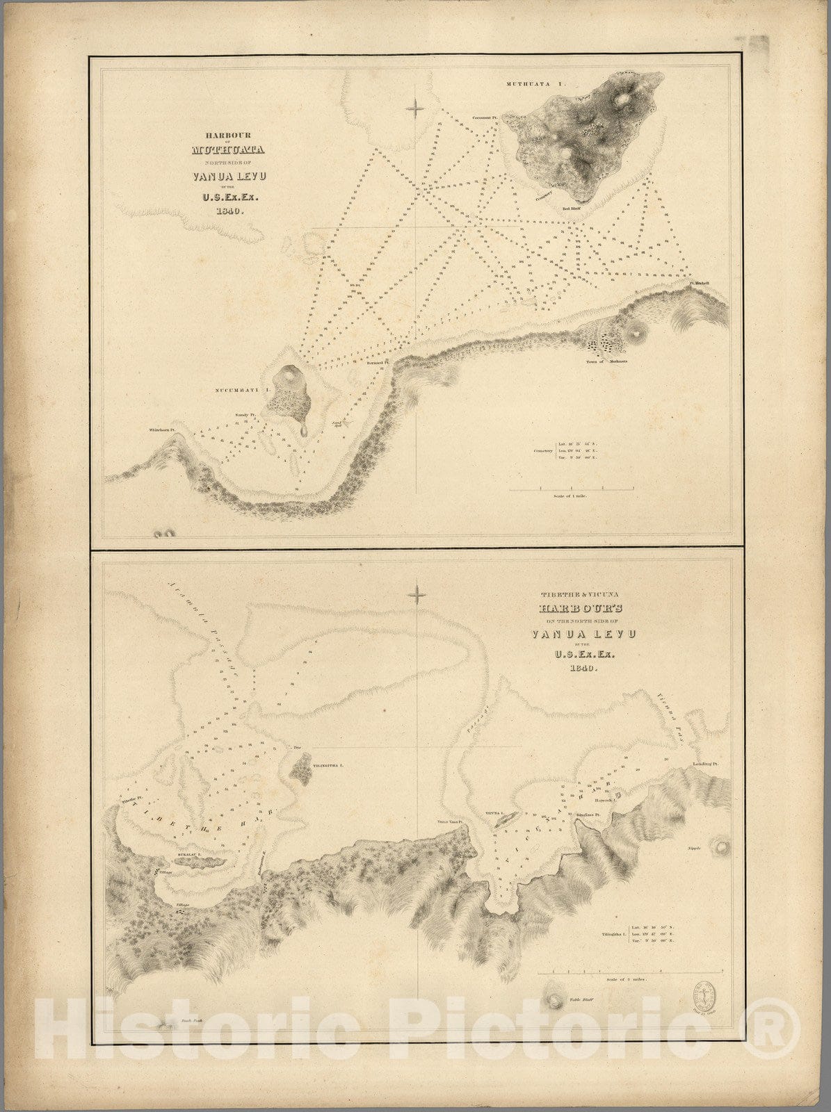 Historic Wall Map : Harbour of (Macuata-i-wai), Tibethe & Vicuna Harbo ...