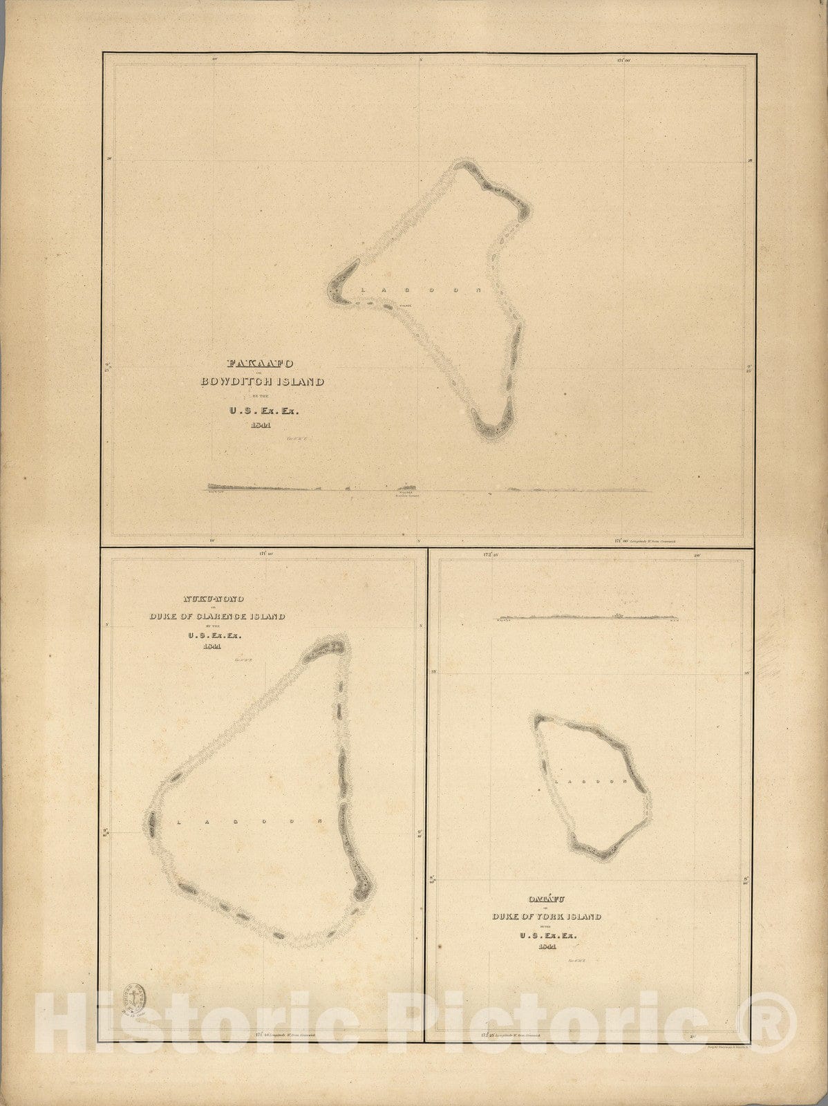 Historic Map : (Fakaofo), (Nukunonu Atoll), Oatafu or Duke of York Isl ...