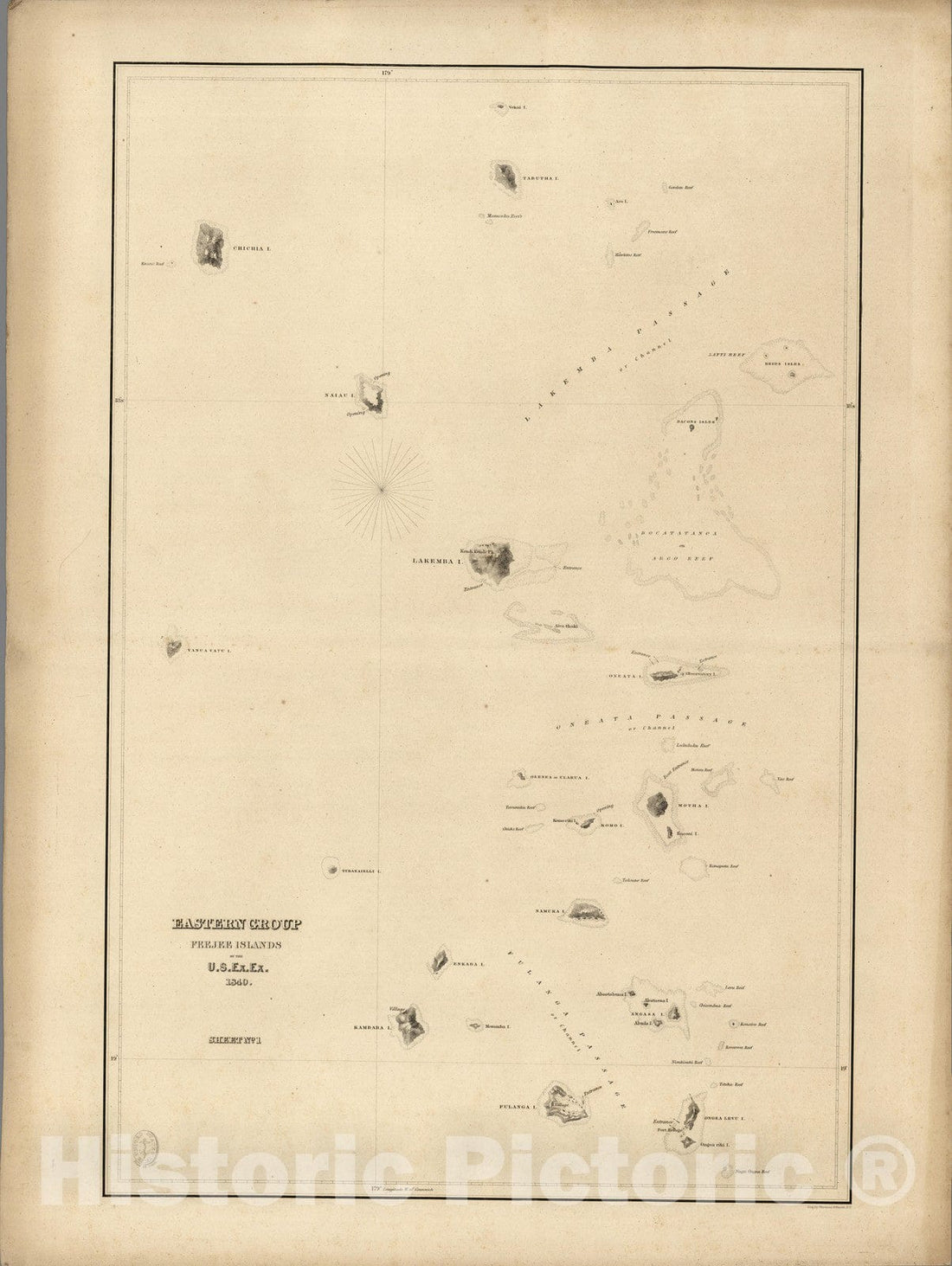 Historic Map : Eastern Group, Sheet 1, Feejee (Fiji) Islands. 1841 - V ...
