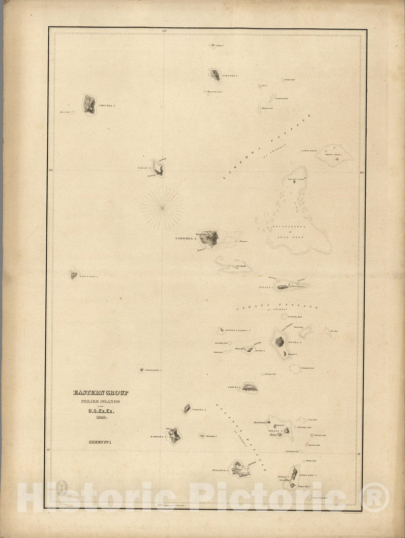 Historic Map : Eastern Group, Sheet 1, Feejee (Fiji) Islands. 1841 - V ...