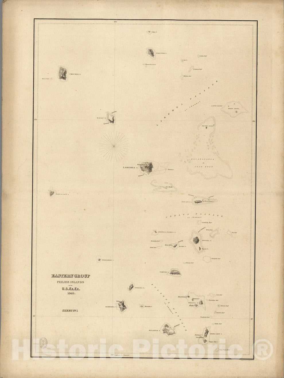 Historic Map : Eastern Group, Sheet 1, Feejee (Fiji) Islands. 1841 - V ...
