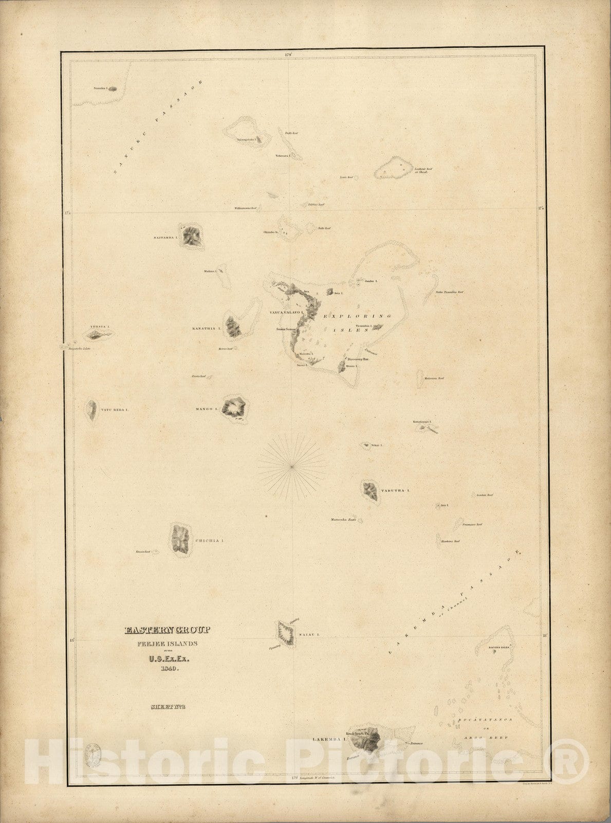 Historic Map : Eastern Group, Sheet 2, Feejee (Fiji) Islands. 1841 - V ...