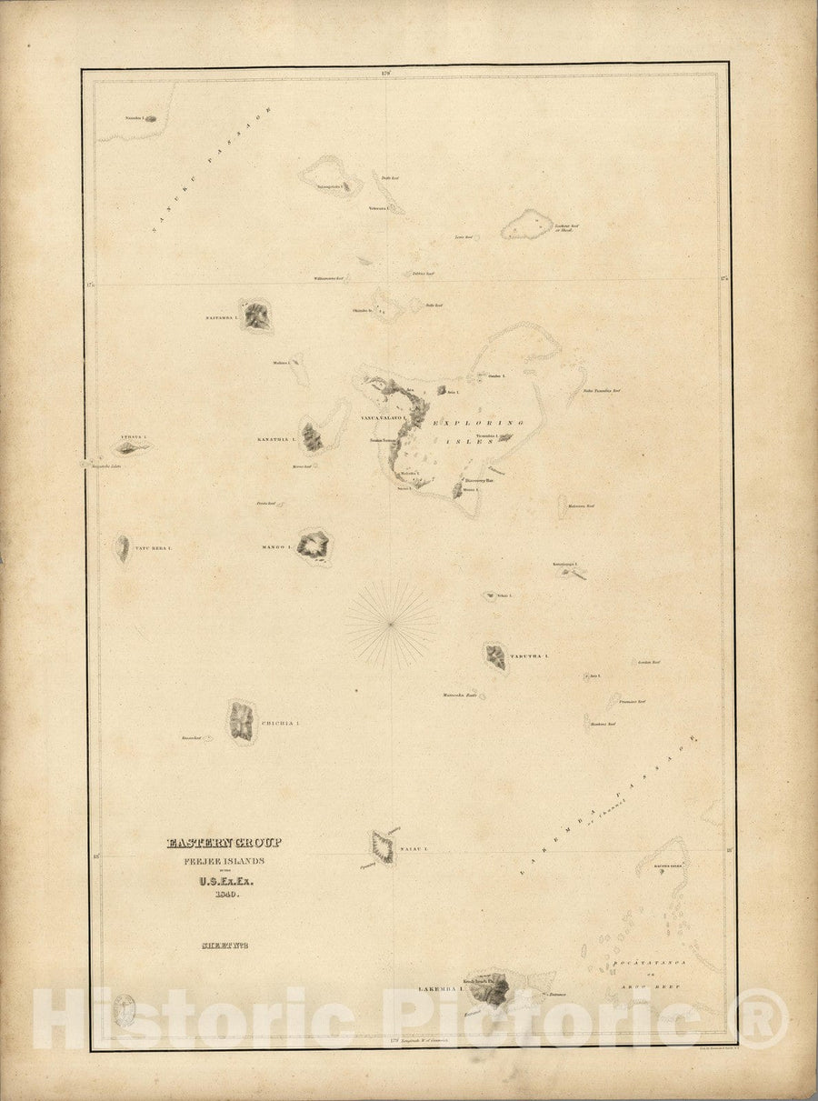 Historic Map : Eastern Group, Sheet 2, Feejee (Fiji) Islands. 1841 - V ...
