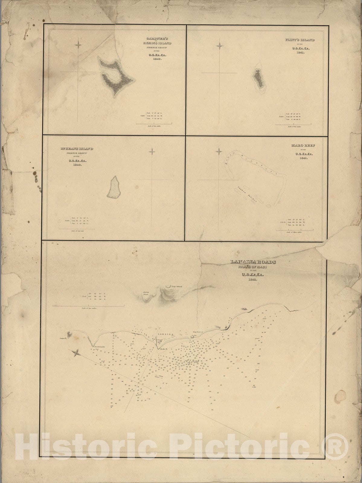 Historic Map : Gardiner's or Kemins Island (Nikumaroro), Flint's Islan ...
