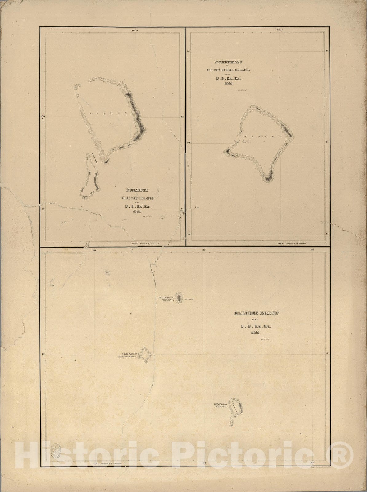 Historic Map : Funafuti or Ellices Island, Nukufetau or Depeysters Isl ...