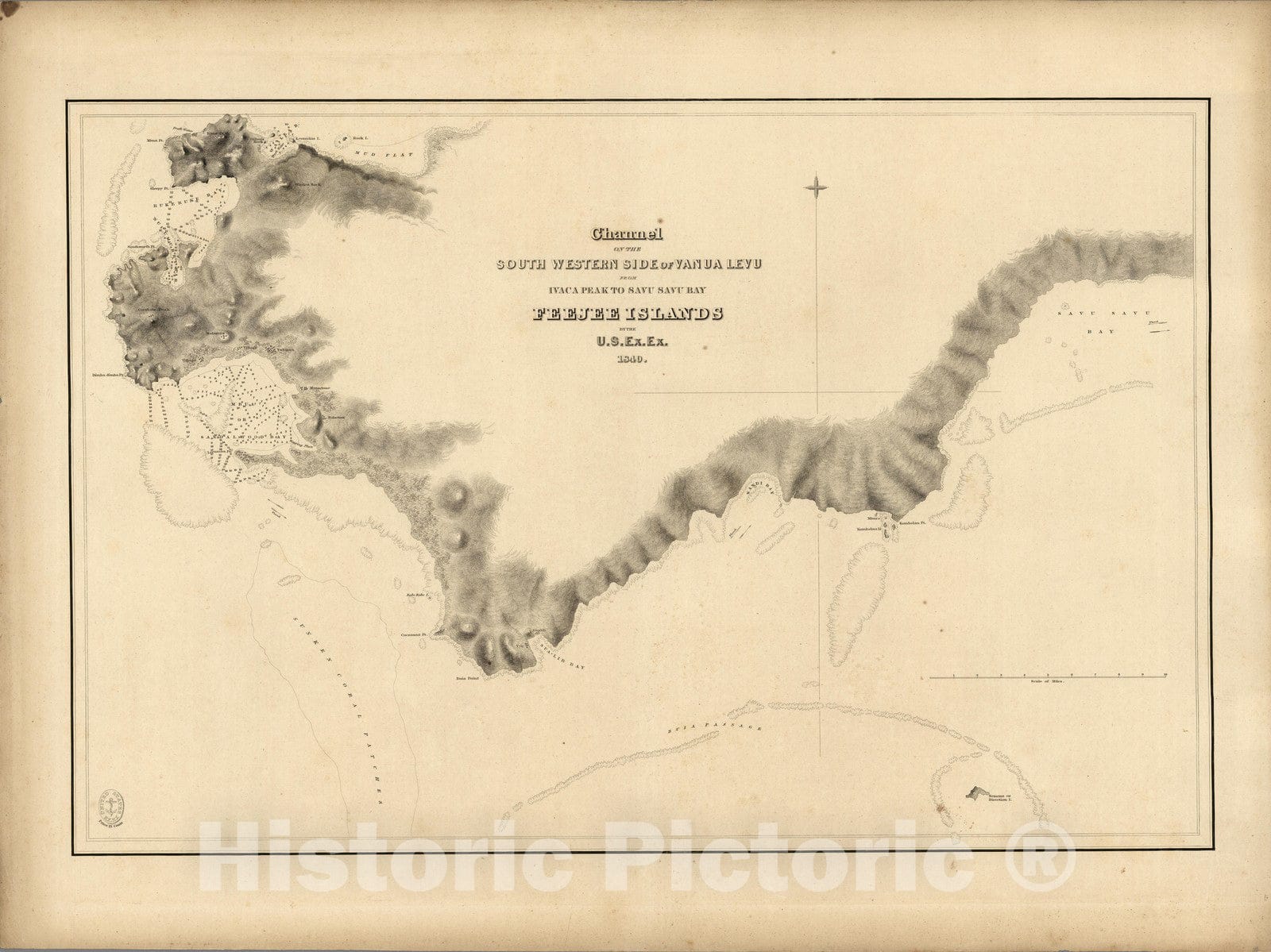 Historic Map : Channel on the South Western Side of Vanua Levu from Iv ...
