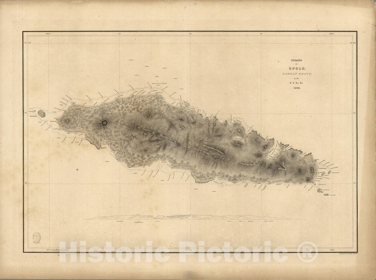 Historic Map : Island of Upolu, Samoan Group. 1839 - Vintage Wall Art ...