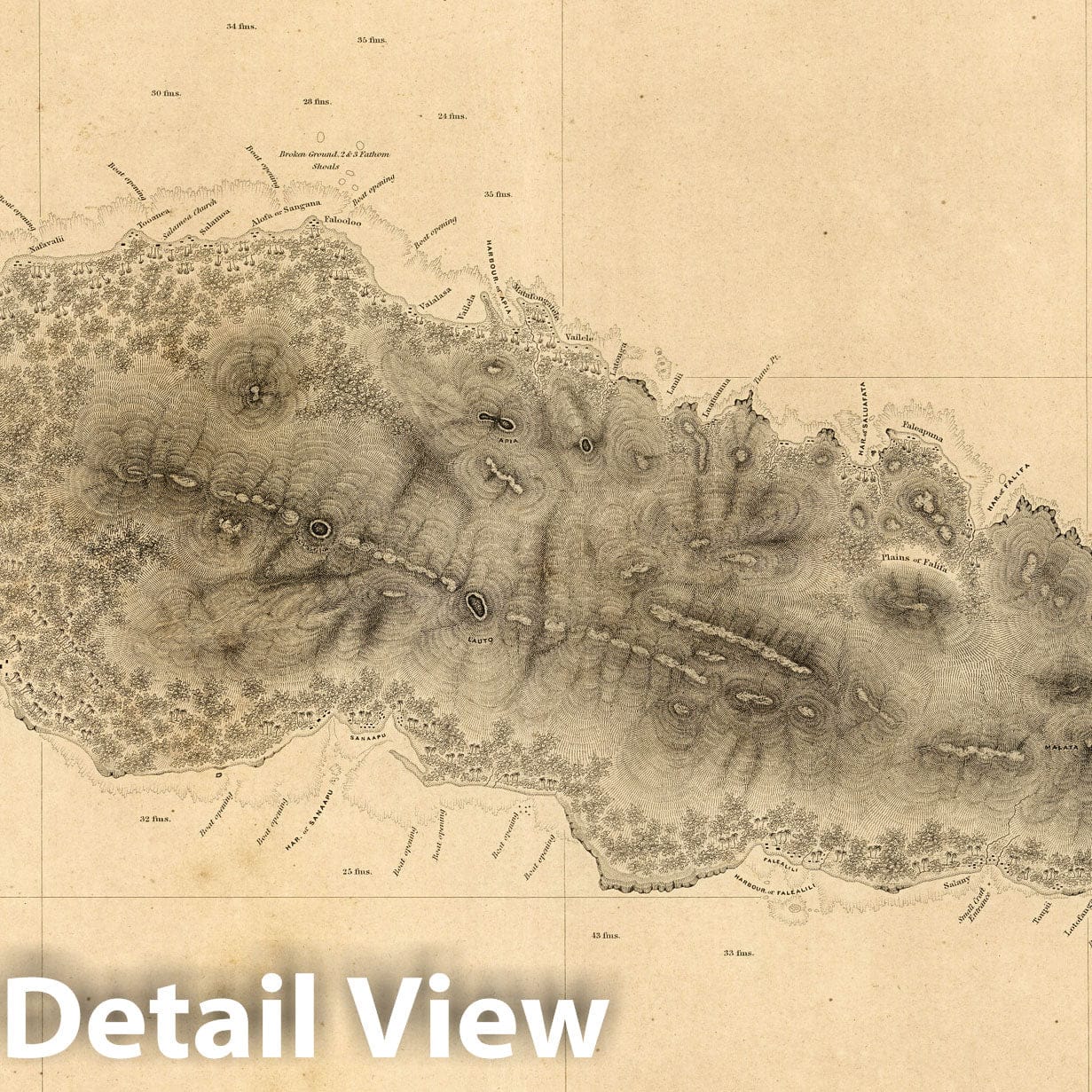 Historic Map : Island of Upolu, Samoan Group. 1839 - Vintage Wall Art ...