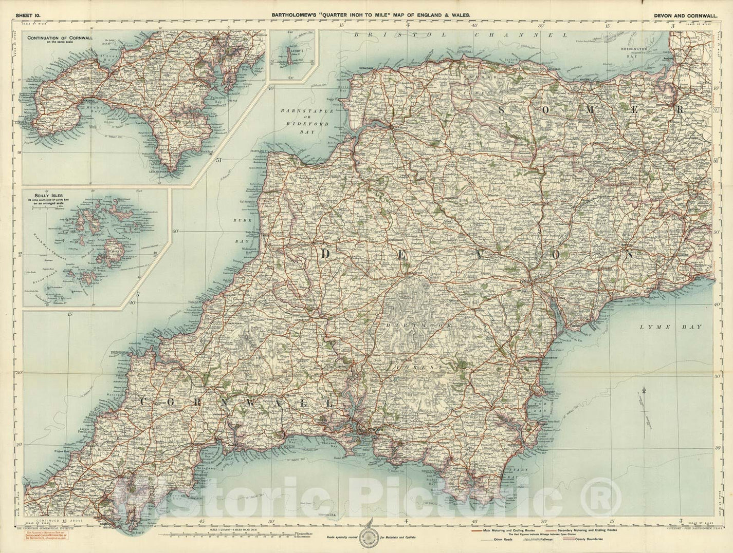 Historic Map : Sheet 10. Devon and Cornwall. 1921 - Vintage Wall Art ...