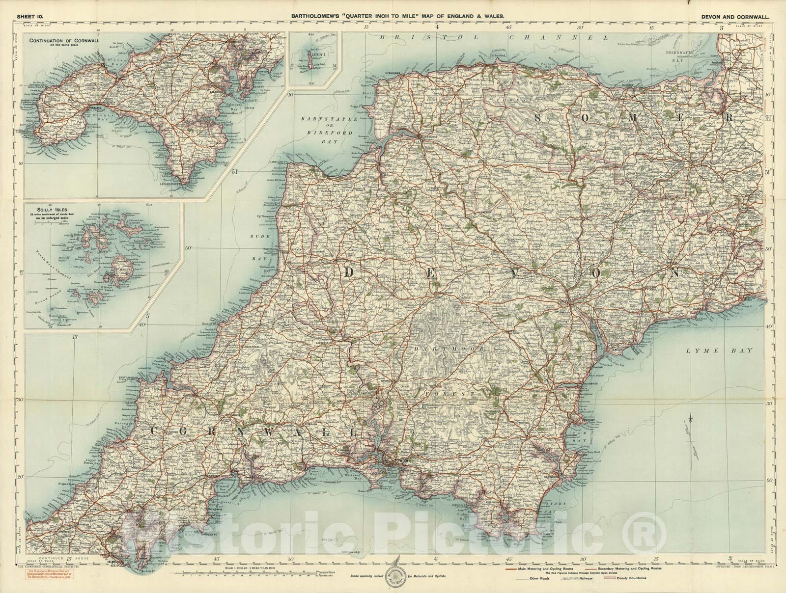 Historic Map : Sheet 10. Devon and Cornwall. 1921 - Vintage Wall Art ...