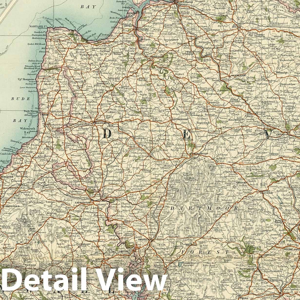 Historic Map : Sheet 10. Devon and Cornwall. 1921 - Vintage Wall Art ...