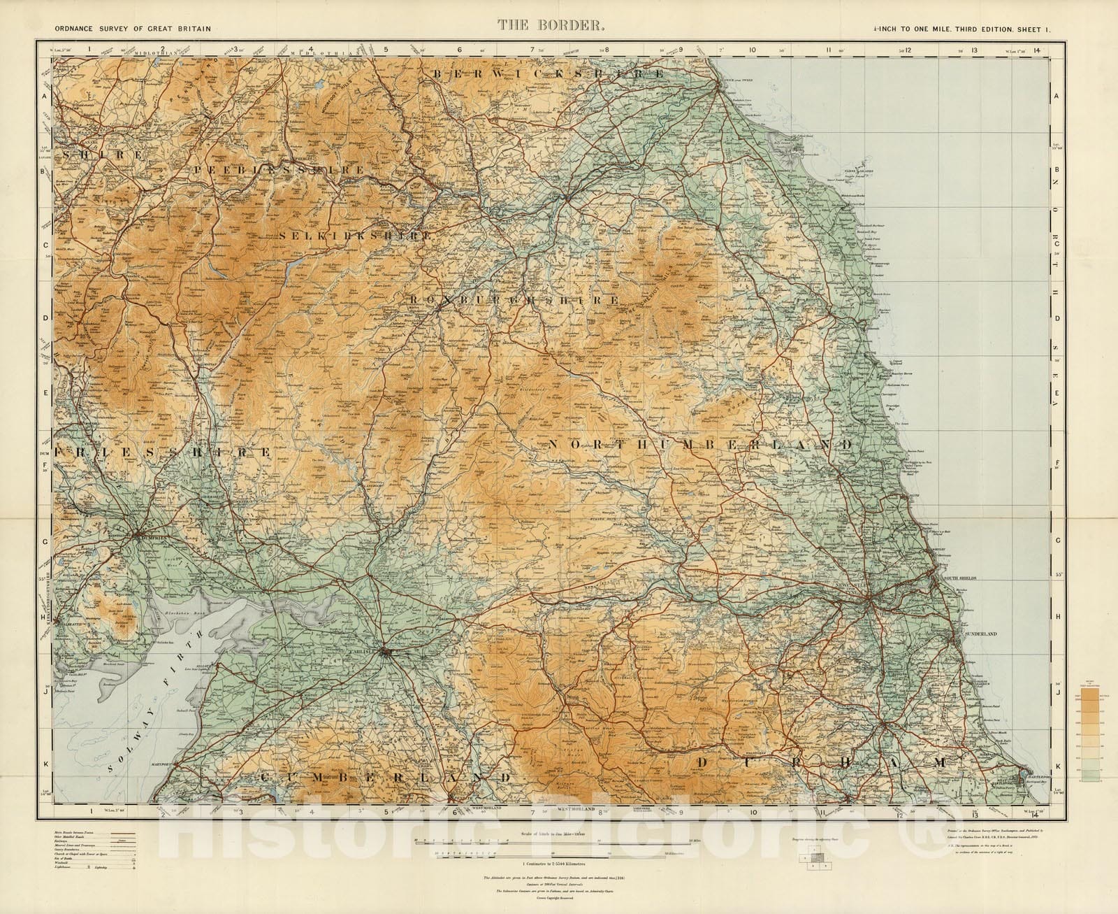 Historic Map : Sheet 1. The Border. 1921 - Vintage Wall Art – Historic ...