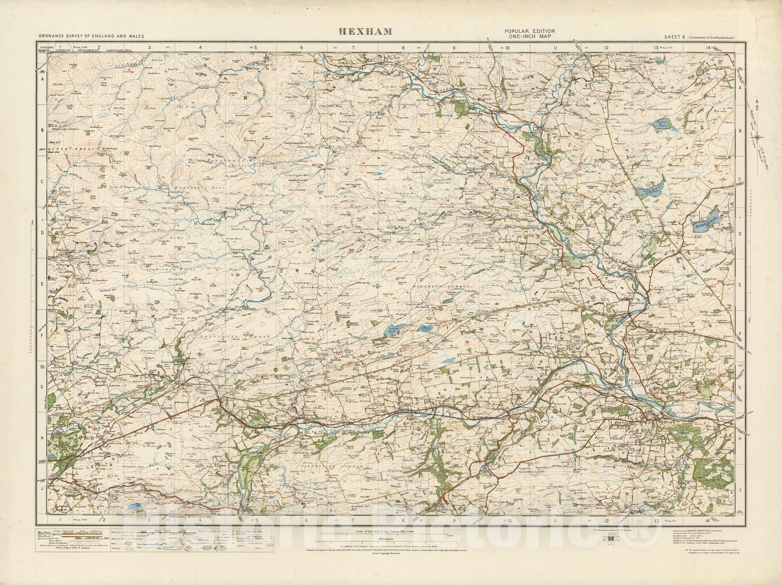 Historic Map : Sheet 6. Hexham. 1921 - Vintage Wall Art – Historic Pictoric