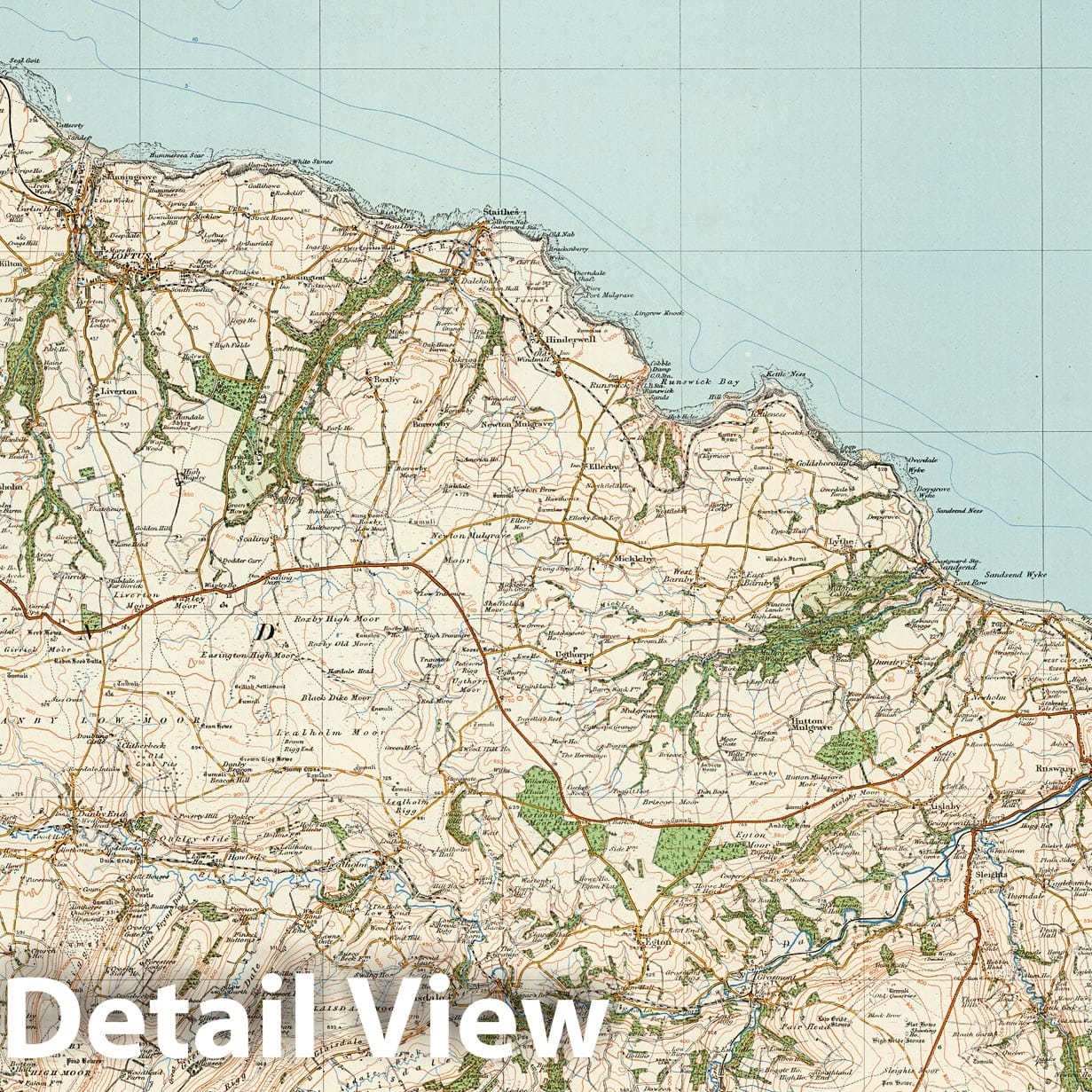 Historic Map : Sheet 16. Whitby & Saltburn. 1920 - Vintage Wall Art ...