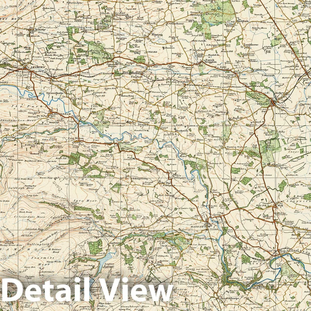 Historic Map : Sheet 21. Ripon & Northallerton. 1921 - Vintage Wall Ar ...