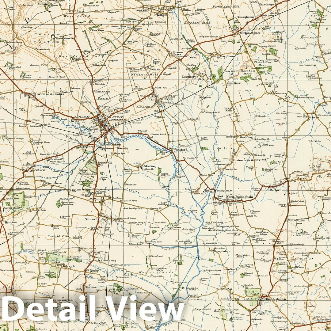 Historic Map : Sheet 28. Great Driffield & Bridlington. 1920 - Vintage ...