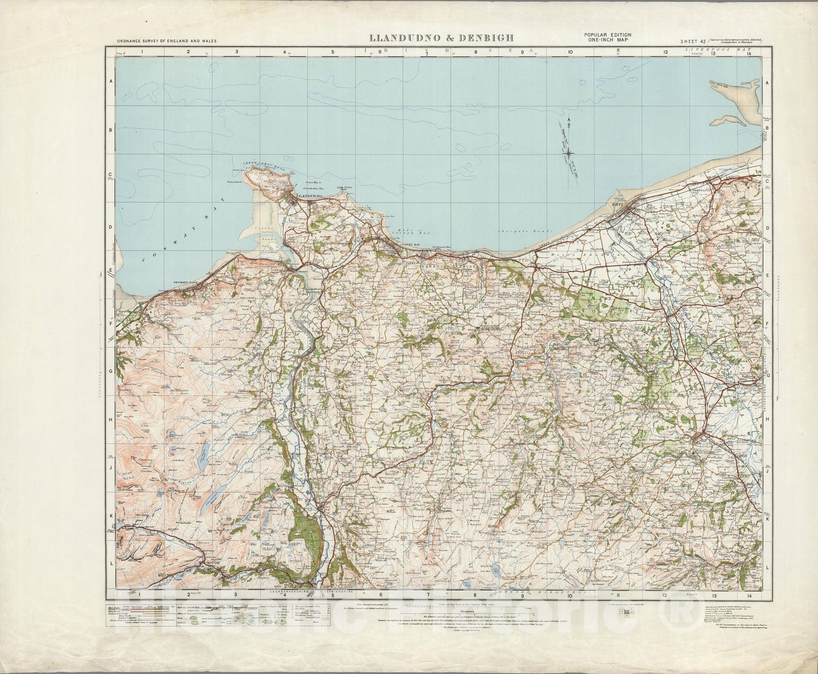 Historic Map : Sheet 42. Llandudno & Denbigh. 1919 - Vintage Wall Art ...